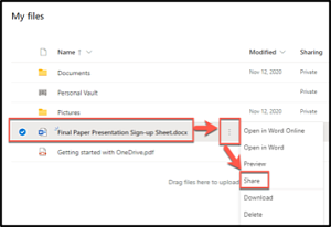 Setting up a Shared Document in OneDrive to be Shared in Canvas ...